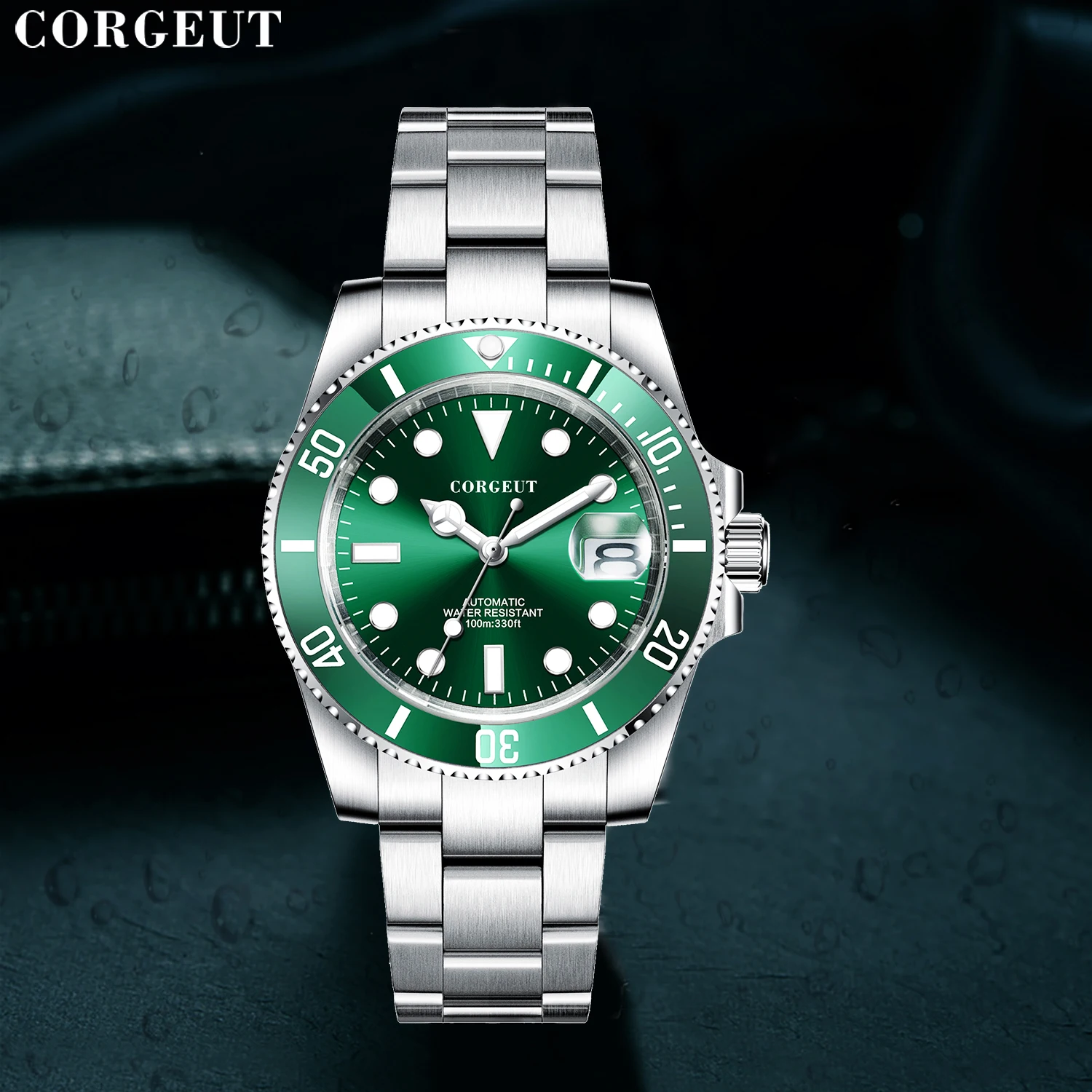 Corgeut-Watch-40mm-Luxury-Automatic-Mechanical-Diving-Water-Resistant ...