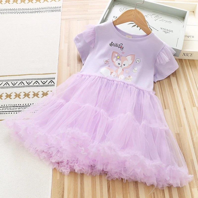 Girls-Clothes-2023-New-Summer-Disney-Princess-Dresses-Short-Sleeve-Kids ...