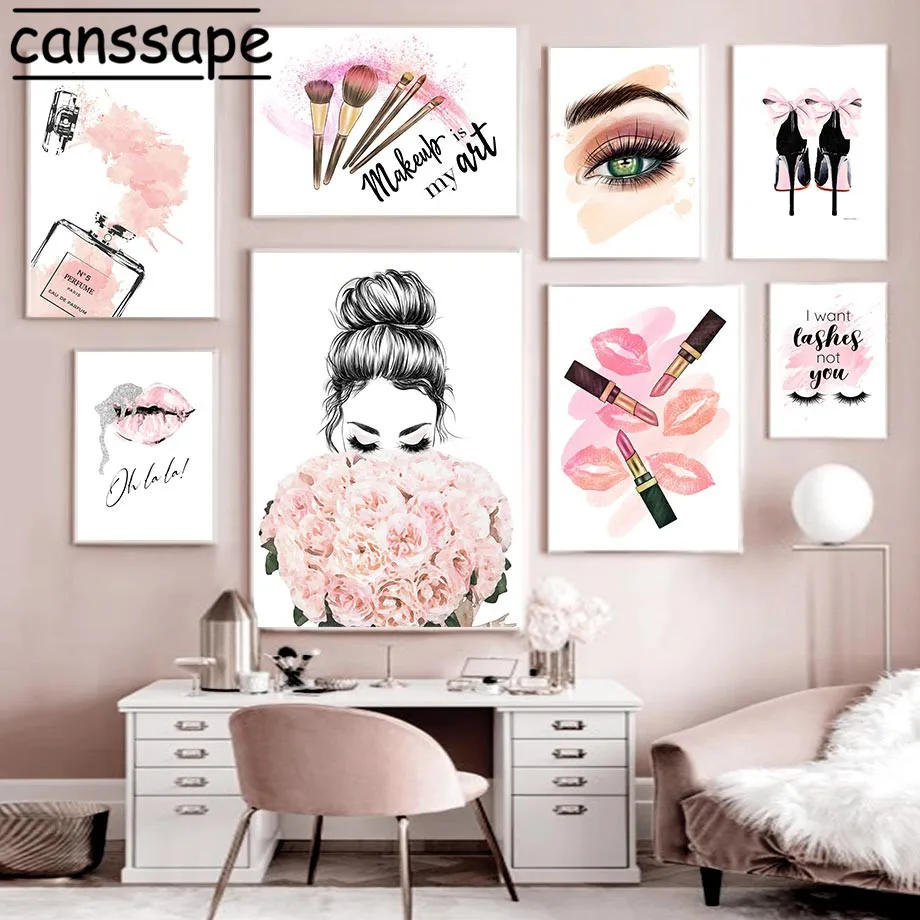 Modern Makeup Canvas Paintings | Decorative Canvas Wall Makeup ...