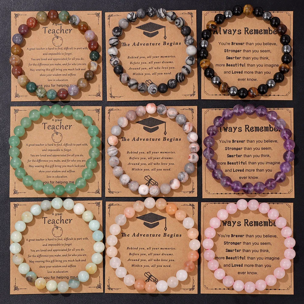 Fashion-Graduation-Card-Bracelet-School-Teacher-Gift-Natural-Stone ...