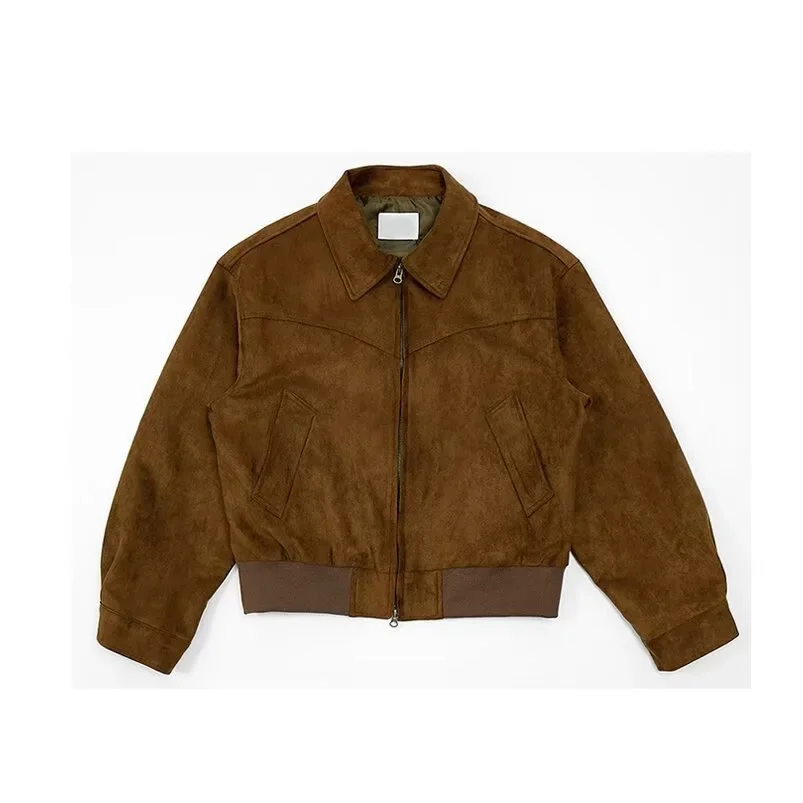Vintage-High-Street-Chamois-Leather-Velvet-Cropped-Jacket-For-Men-Loose ...