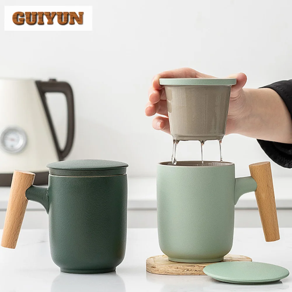 380ml Teacup Mugs With Dustproof Lid Tea Filter Heat Resistant Tea ...