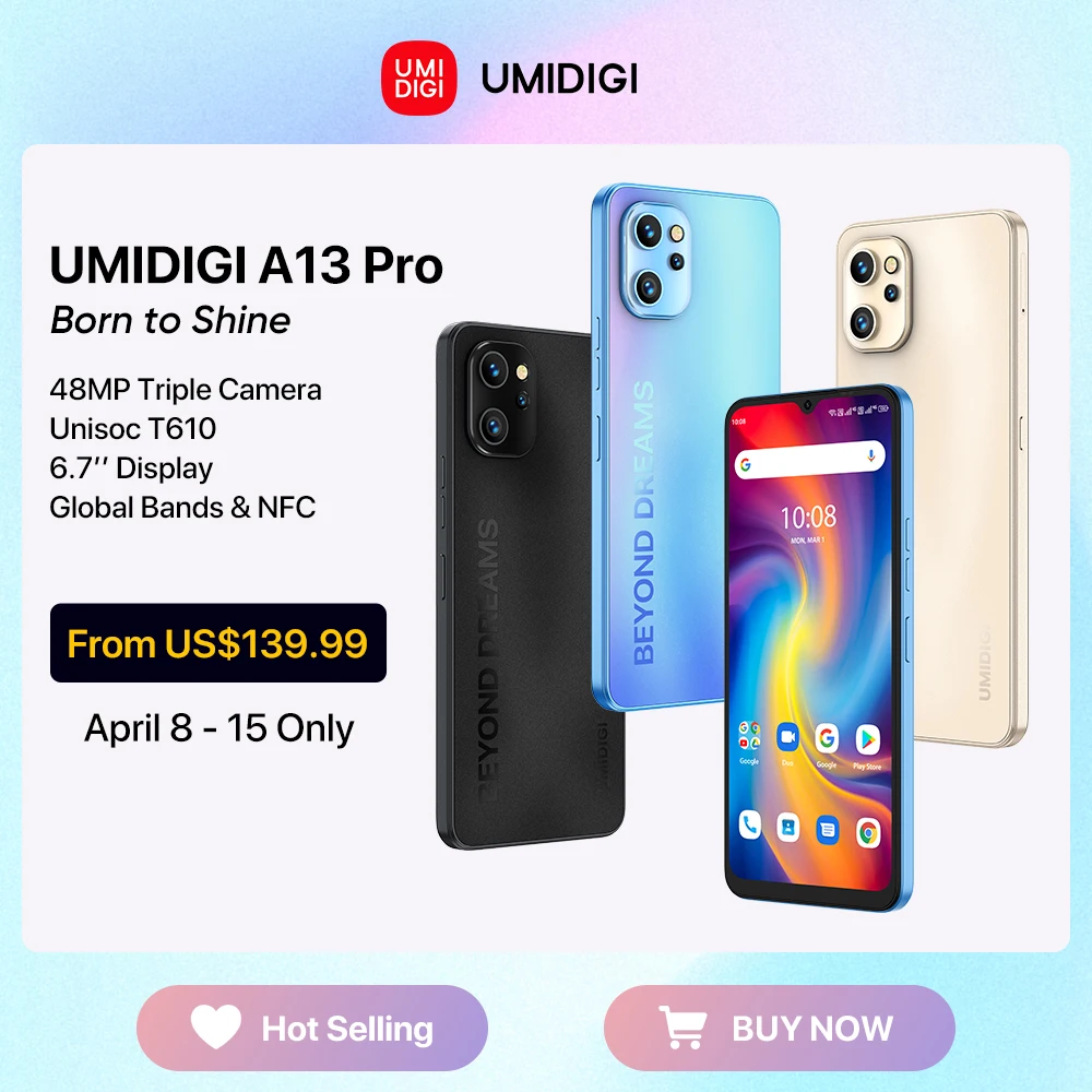 UMIDIGI-A13-Pro-Global-Version-Unlocked-Smartphone-NFC-Unisoc-T610-48MP ...