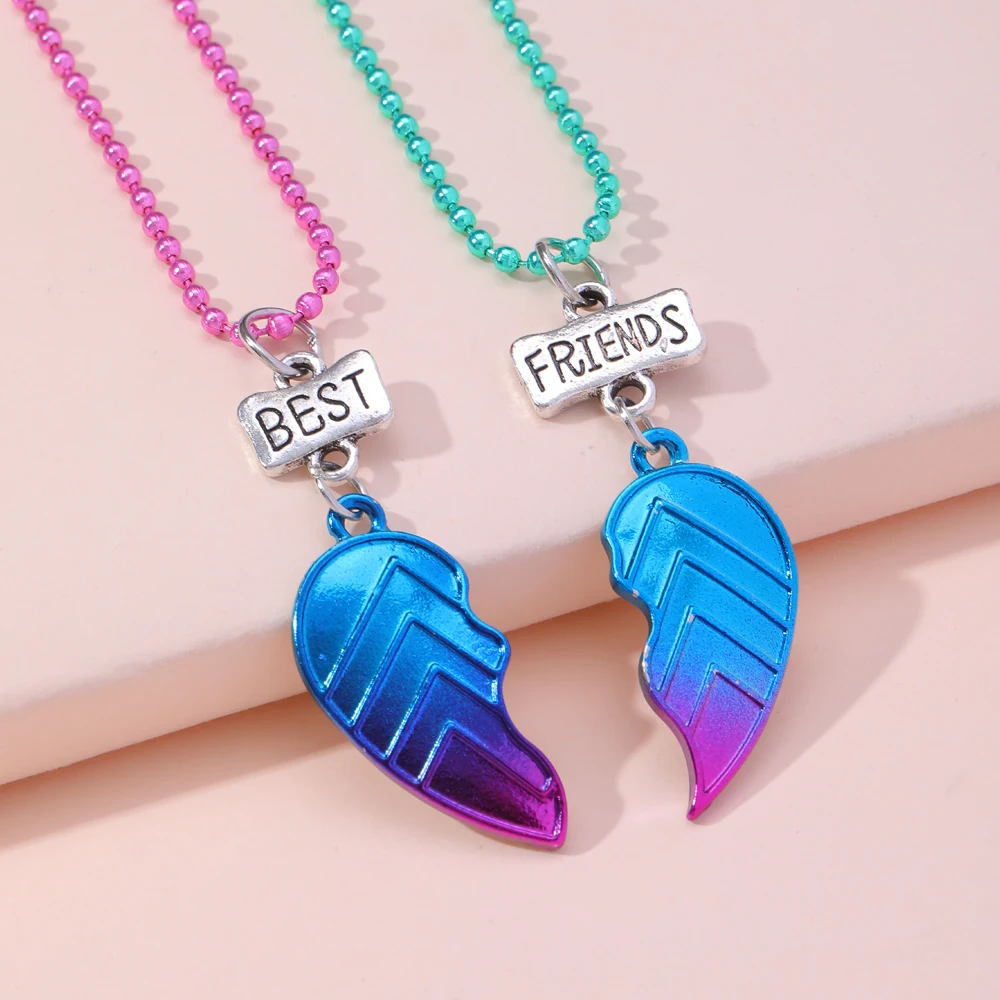 Gradient-Best-Friends-Half-Heart-Pendant-Necklace-for-Children-Kid-s ...