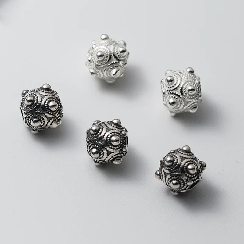 1pc-lot-925-Sterling-Silver-Funky-Bump-Dots-Oval-Charm-Beads-7x6mm ...