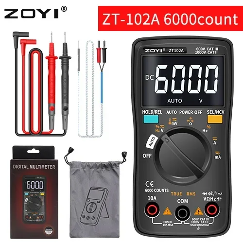 ZOYI-ZT-102-102A-Digital-Multimeter-6000-Counts-TRMS-Backlight-AC-DC ...