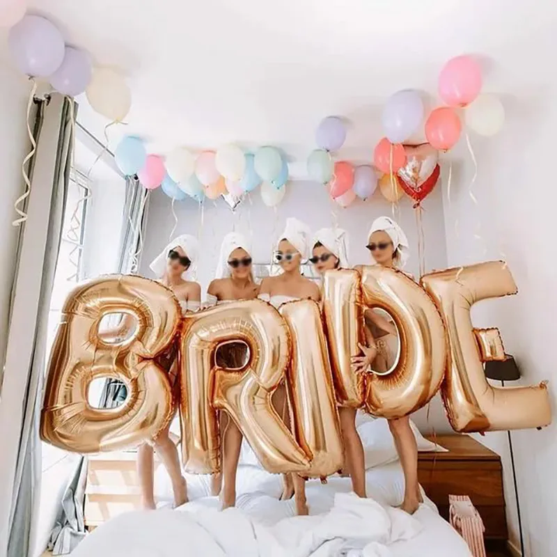 32Inch Bride To Be Balloon Big Rose Gold Silver Letters Foil Ballon ...