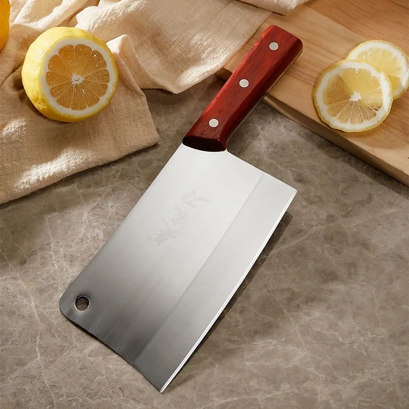 Bone-Chop-Knife-5mm-Blade-Kitchen-Cleaver-Knife-Solid-Wood-Handle-Chef ...