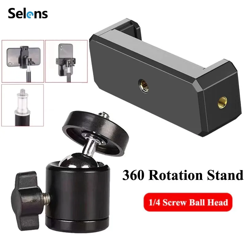 Selens Universal Mobile Phone Clip Bracket Holder 360 Rotation 1/4 ...