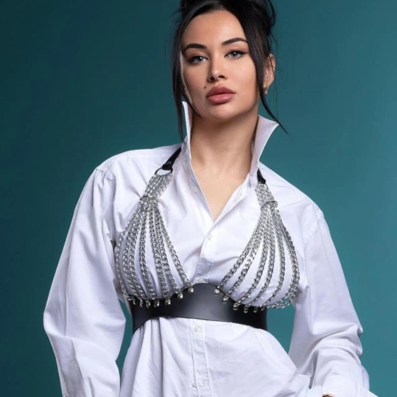 Metal Body Harness Belts | Women's Leather Harness | Goth Leather ...