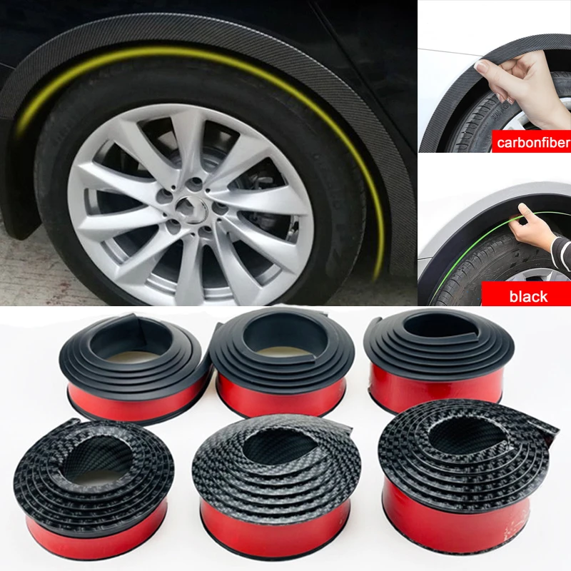 Universal Black Carbonfiber Fender Flare Car Wheel Eyebrow Rubber ...