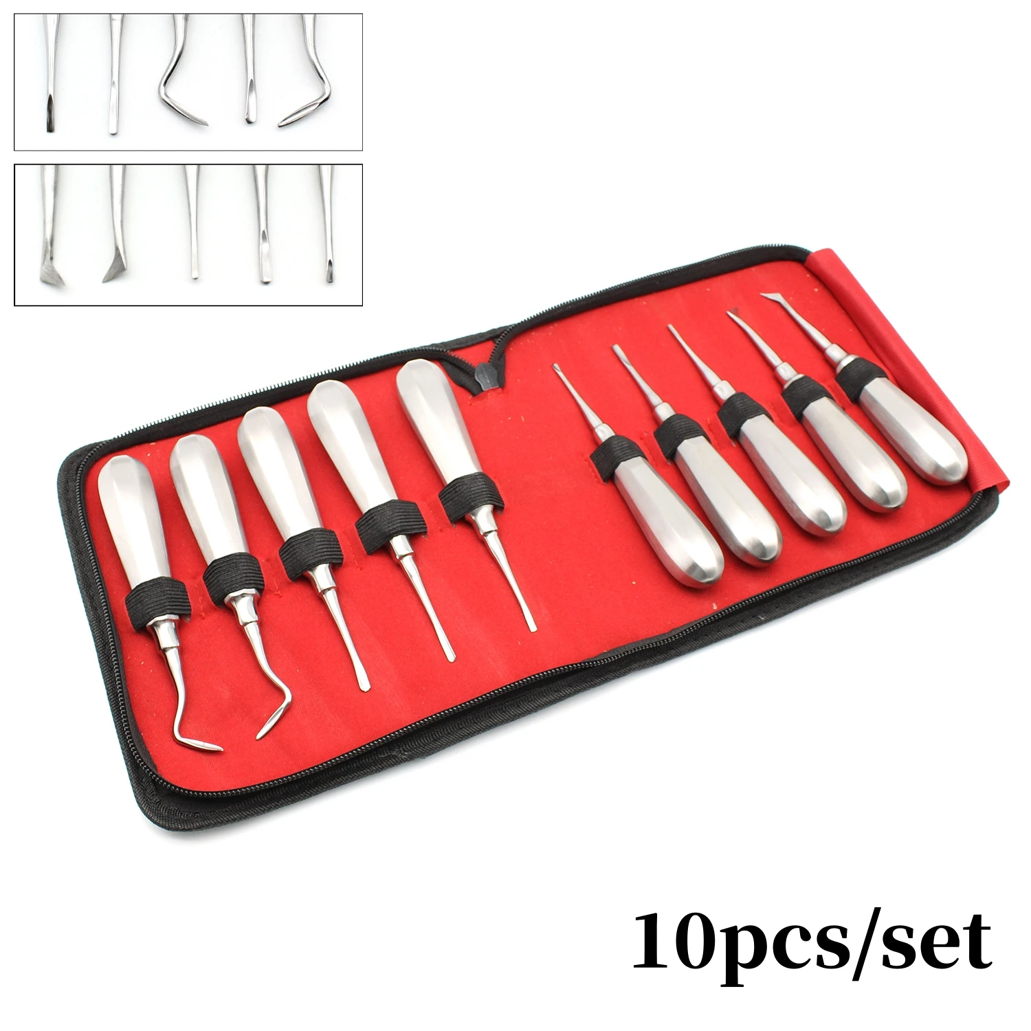 10pcs-set-Dental-Orthodontic-Elevator-Stainless-Steel-Head-Curved-Tool ...