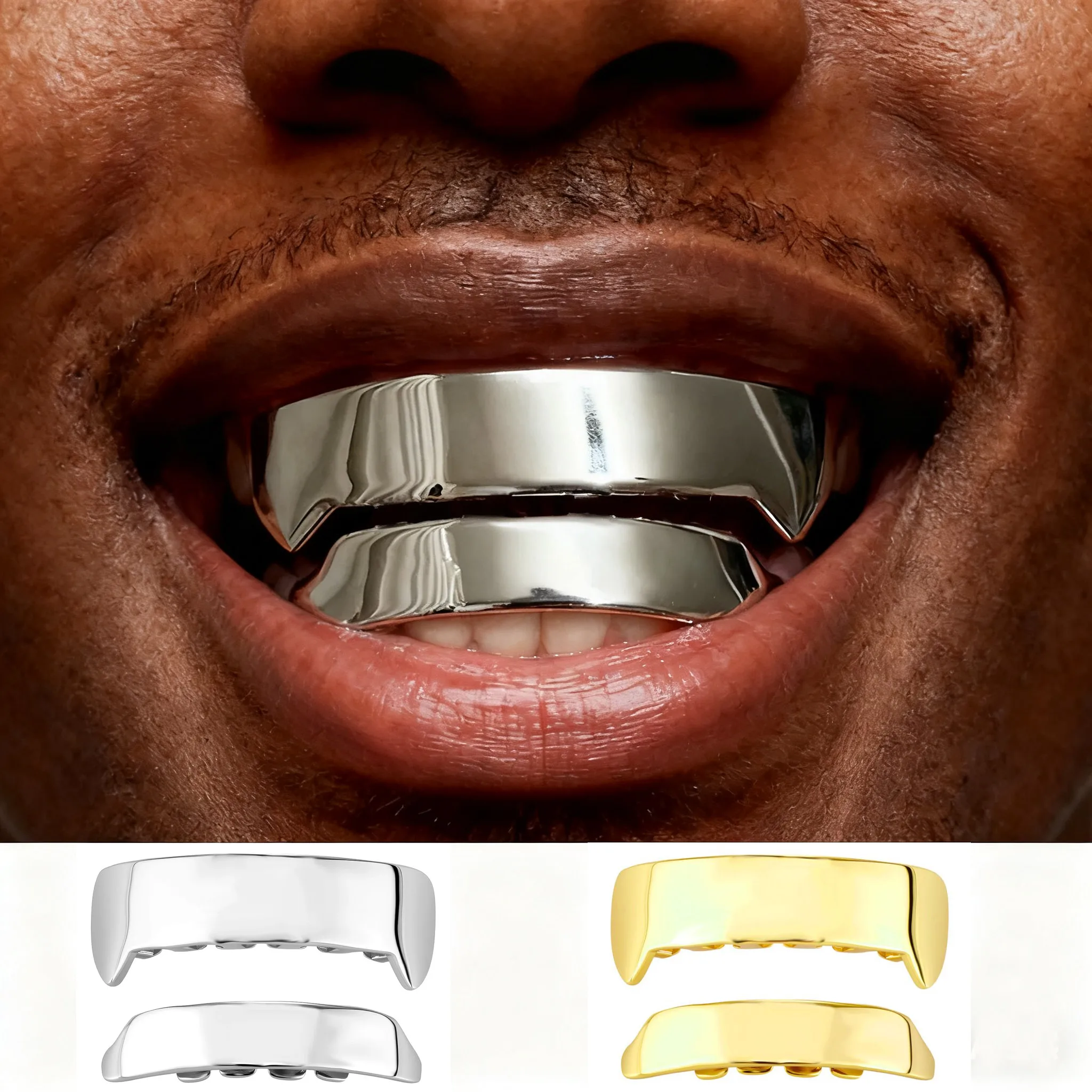TOPGRILLZ Hip Hop 6 Top & 6 Bottom Cyberpunk Glossy Tooth Grills Braces ...