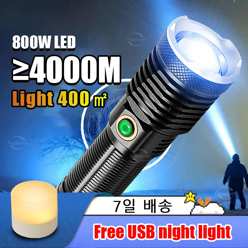 Lighting 4000m High Power Led Flashlights Military Tactical Lantern Usb ...