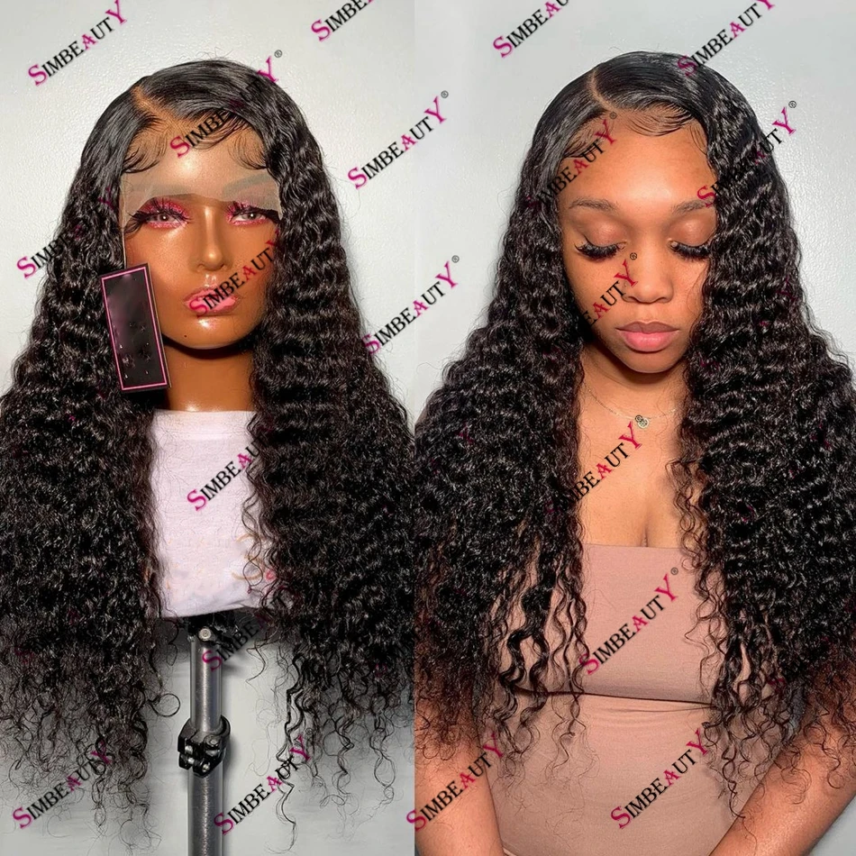 Indian Remy Hair Water Wave Side Part Human Hair Lace Front Wig with ...
