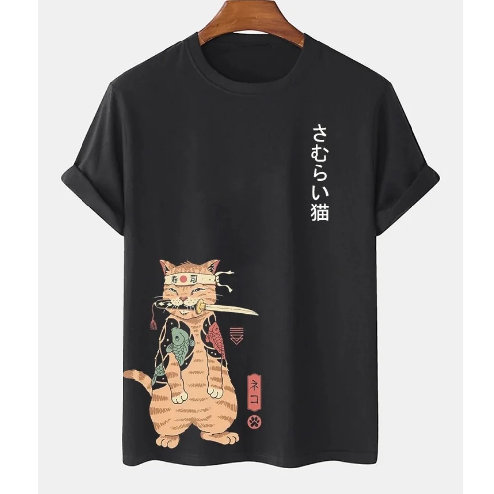 Animal-Cat-Print-Men-T-shirt-Harajuku-Cute-Loose-Short-sleeved-Tops ...