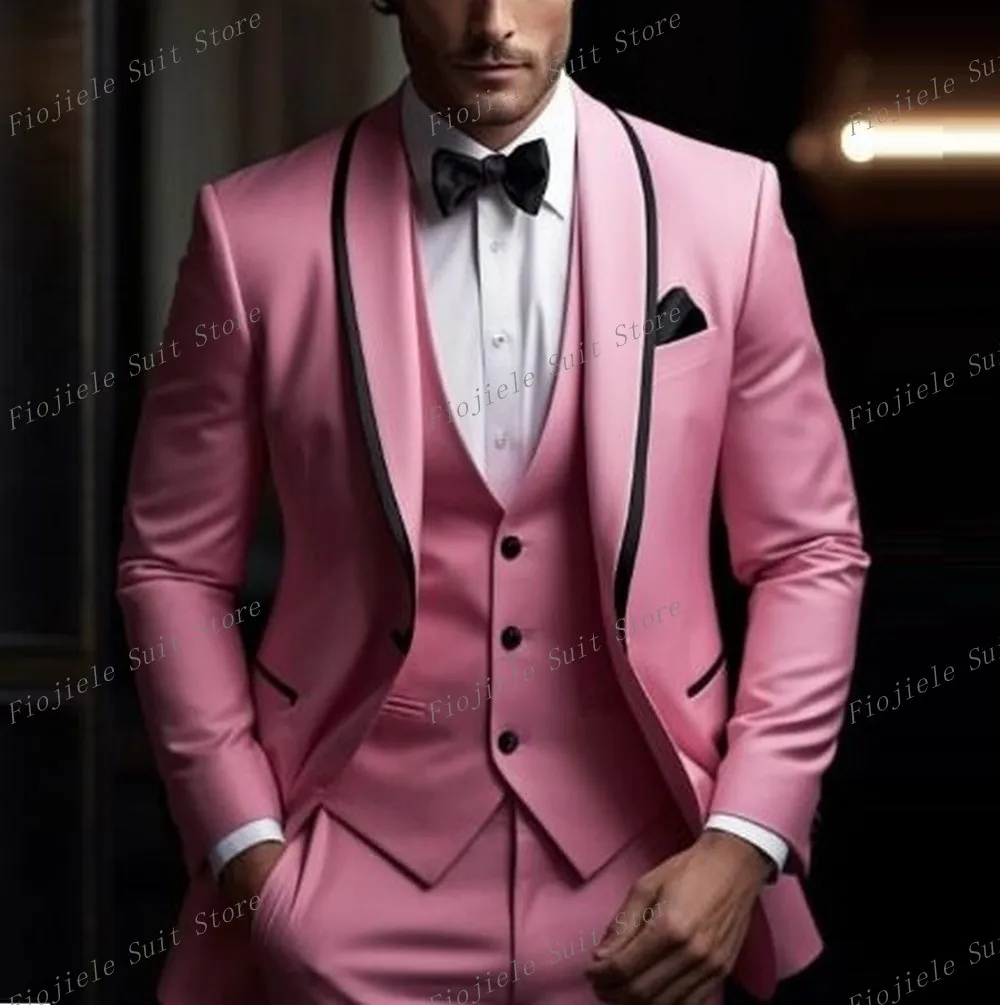 Pink-Satin-Men-Business-Prom-performance-Suit-Groom-Groomsman-Wedding ...