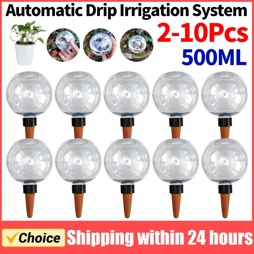 2-10Pcs Automatic Plant Watering Bulbs 500ml Glass Globes Planter ...
