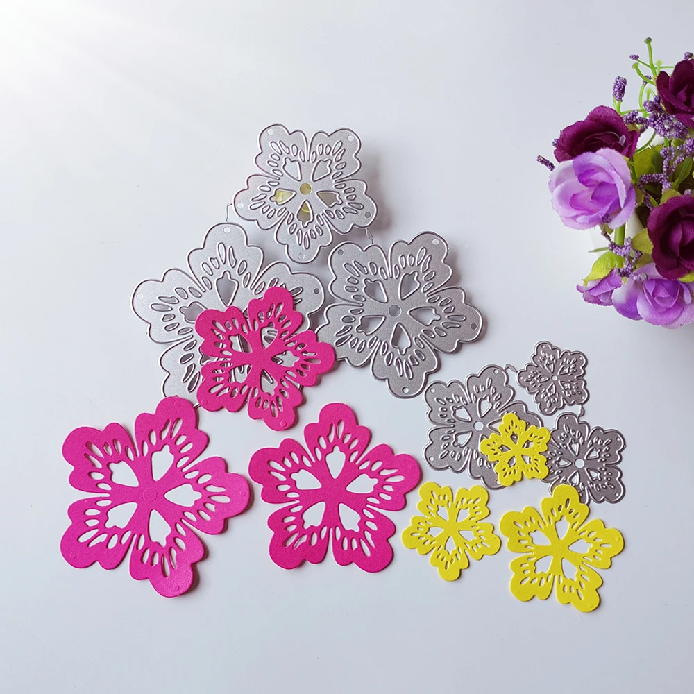 Exquisite 3 sizes of flowers cutting dies scrapbook decoration embossed ...
