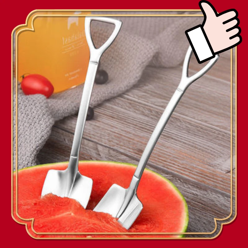 Stainless-Steel-Spade-Shape-Spoon-Watermelon-Food-Soup-Scoop-Funny ...