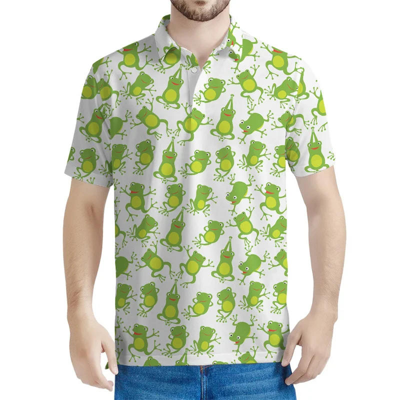 Cartoon Frog 3d Print Polo Shirt For Men Kids Summer Street Short ...