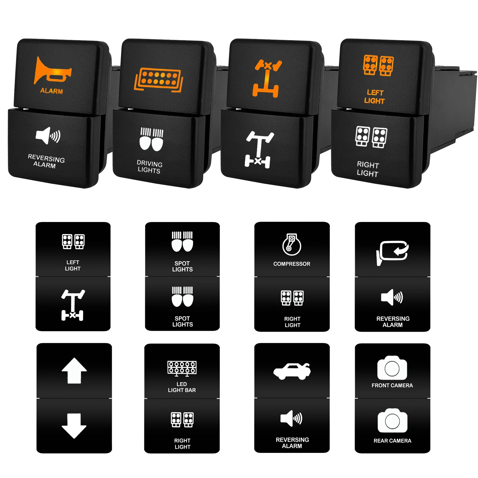 Dual Push Button Switch Orange/White 12V for LED Light Bar & Fog Lights ...