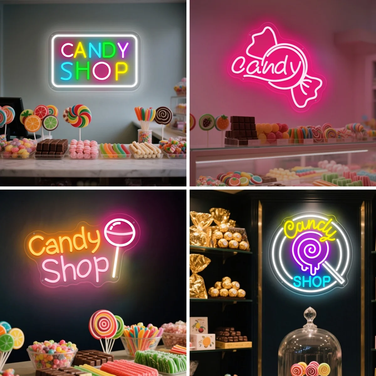 Candy Shop LED Neon Candy USB-betriebenes Neonschild Nachtlicht ...