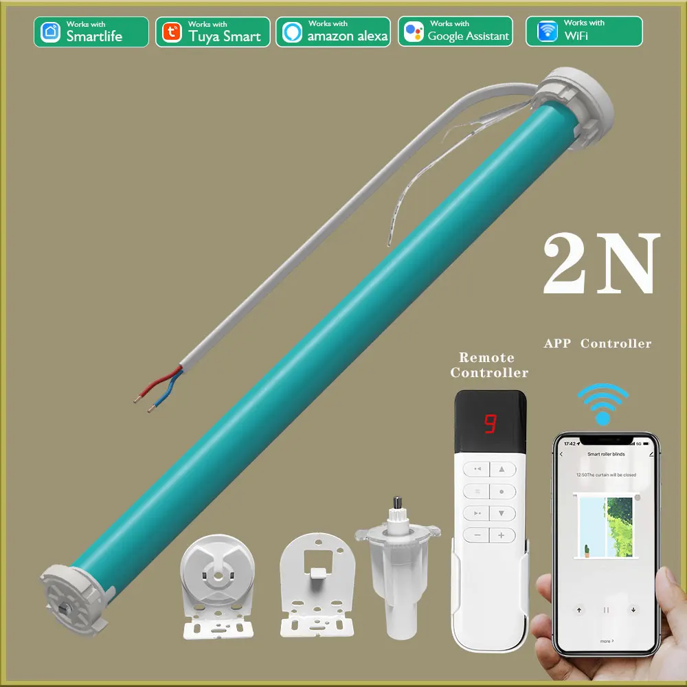 2N-Tuya-Wifi-Smart-Roller-Shade-Blinds-Motor-For-38mm-Tube-Alexa-Google ...