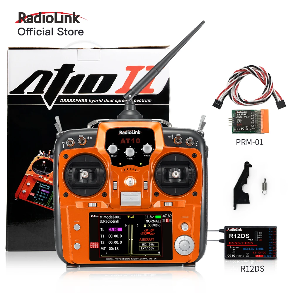 Radiolink AT10II 2.4Ghz 12 Channel RC Transmitter and Receiver R12DS ...