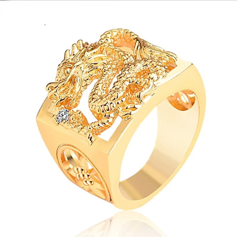 Original Pure 24K Gold Men's Dominant Dragon Ring for Men Bro Father ...