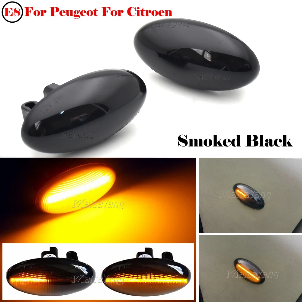 Dynamic Flashing Led Side Marker Turn Signal Light For Peugeot Citroen ...