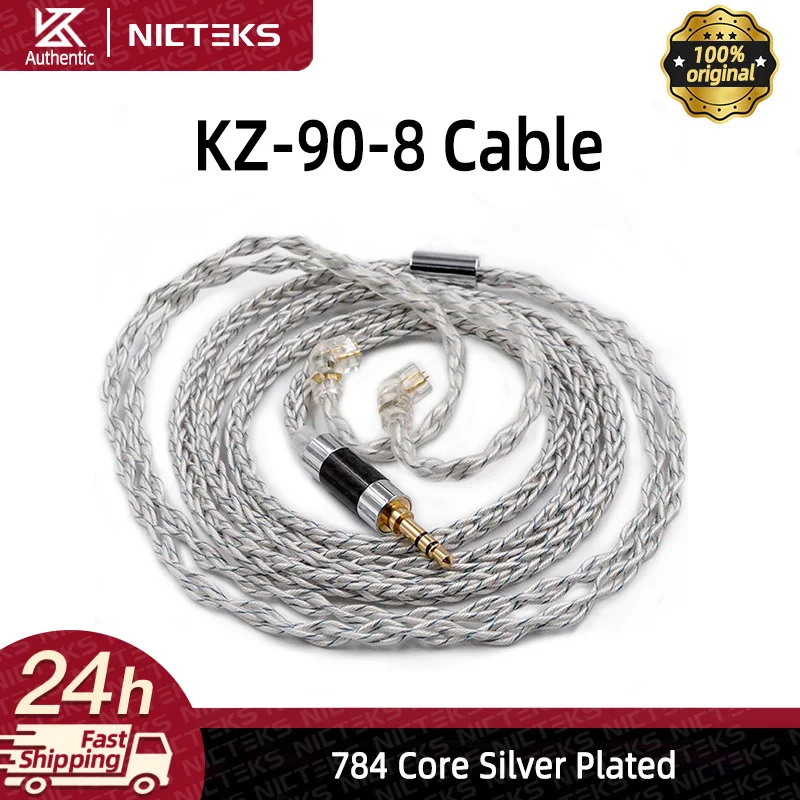 KZ-Earphones-Cable-8-Core-Silver-Blue-Hybrid-784-Cores-Silver-Plated ...
