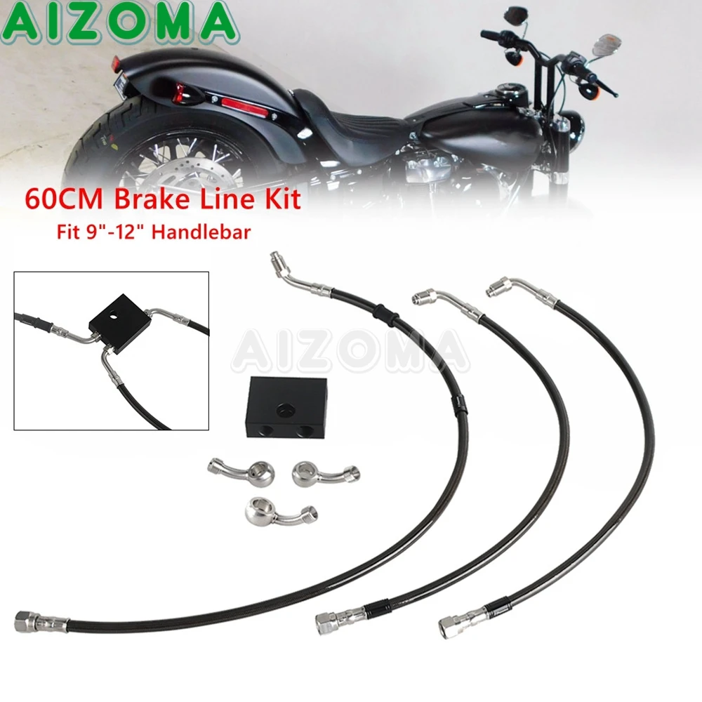 60CM-Motorcycle-Brake-Line-9-12-Handlebar-Braided-Brake-Cable-For ...