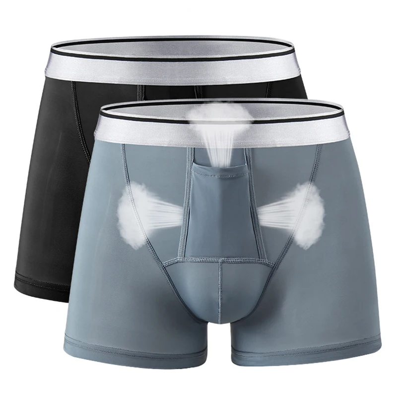 Men-s-Underwear-Ice-Silk-Stretch-Separation-U-Pouch-Boxer-Shorts-Sexy ...