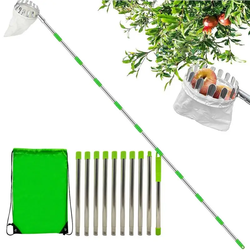 Garden-Basket-Fruit-Picker-Head-with-Telescopic-Extendable-Pole-Fruit ...