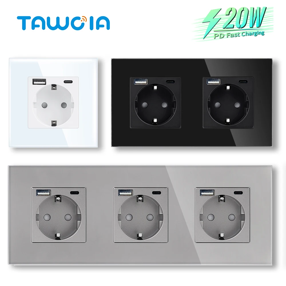 TAWOIA-PD-Fast-Charge-USB-Type-C-Wall-Socket-EU-Standard-Sockets-Power ...