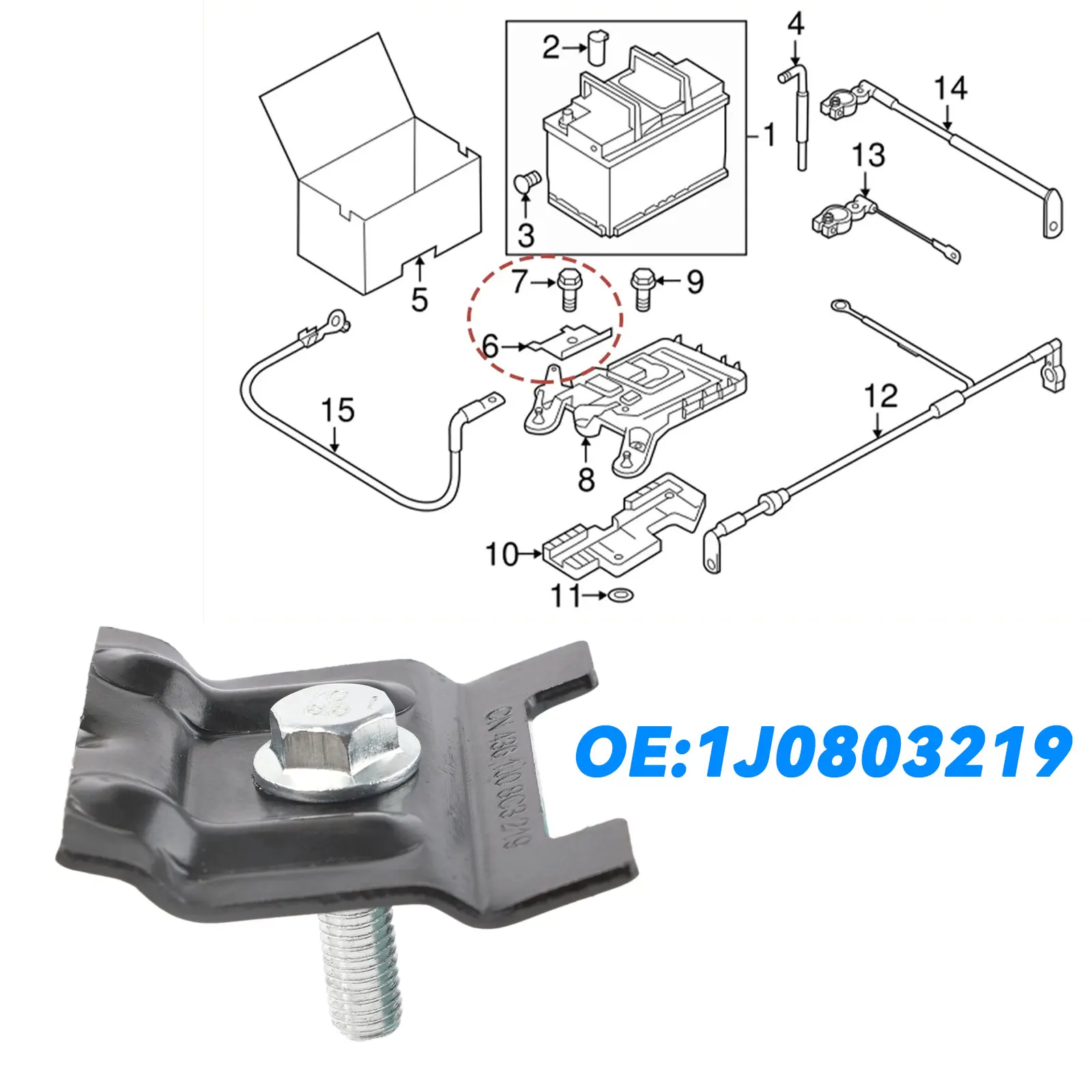 1J0803219-Bracket-Battery-Hold-Down-Clamp-For-Audi-A3-Q3-Passat-B6-VW ...