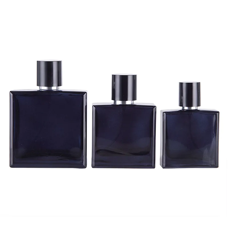 30ml 50ml Dark Blue Flat Square Glass Perfume Bottle Spray Pump ...