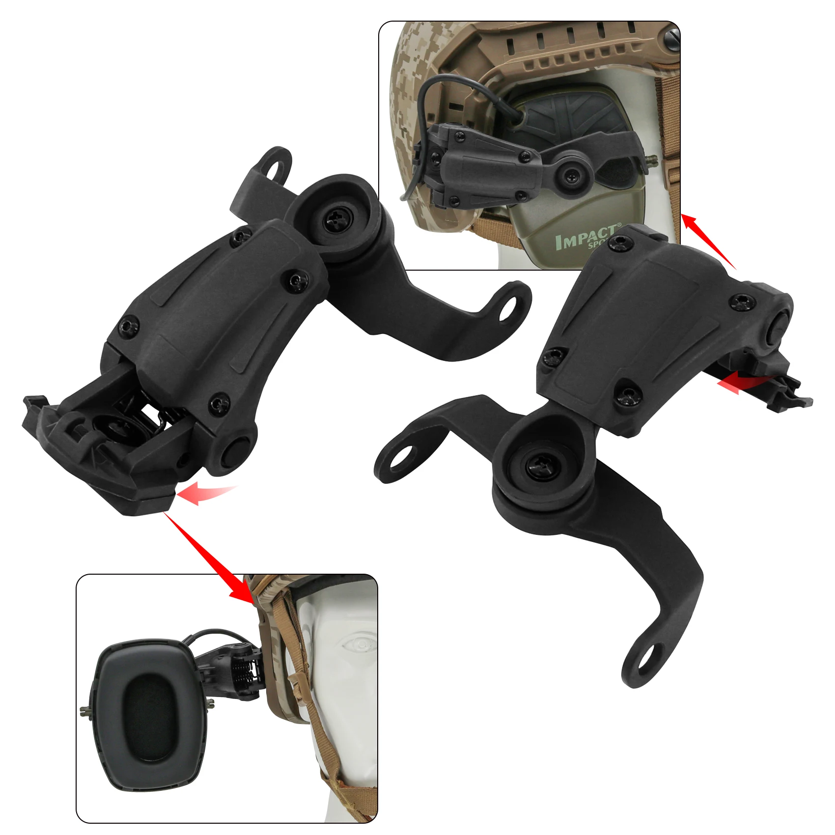 Mount Reddit MSA Sordin Pro Iv Tactical Helmet ARC Rail Adapter For ...