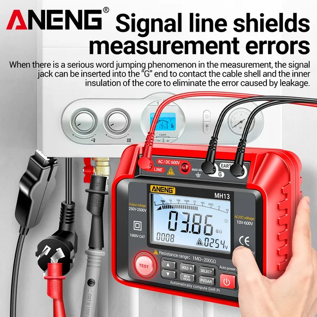 ANENG MH13 Ohm Tester Digital Multimeter Megometro Insulation Earth ...