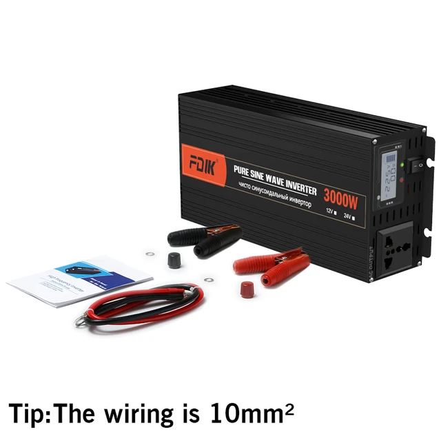 FDIK Pure Sine Wave Inverter 12V 220V DC to AC 3000W 5000W LCD Display ...