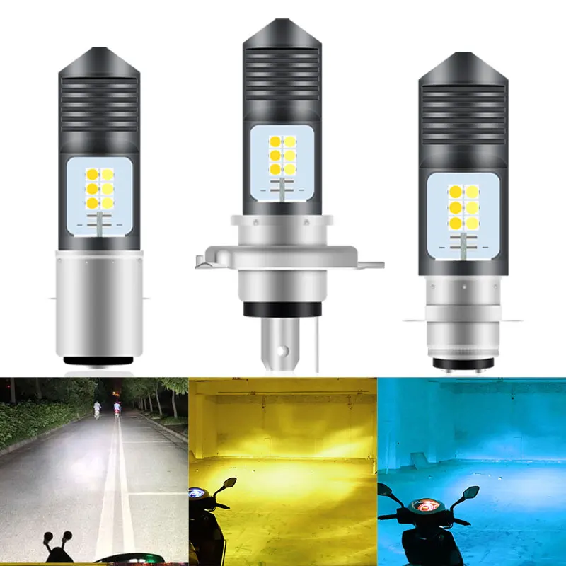 1pcs H4 Motorcycle Headlight BA20D H6 P15D LED Light Hi/Lo Beam Fog ...