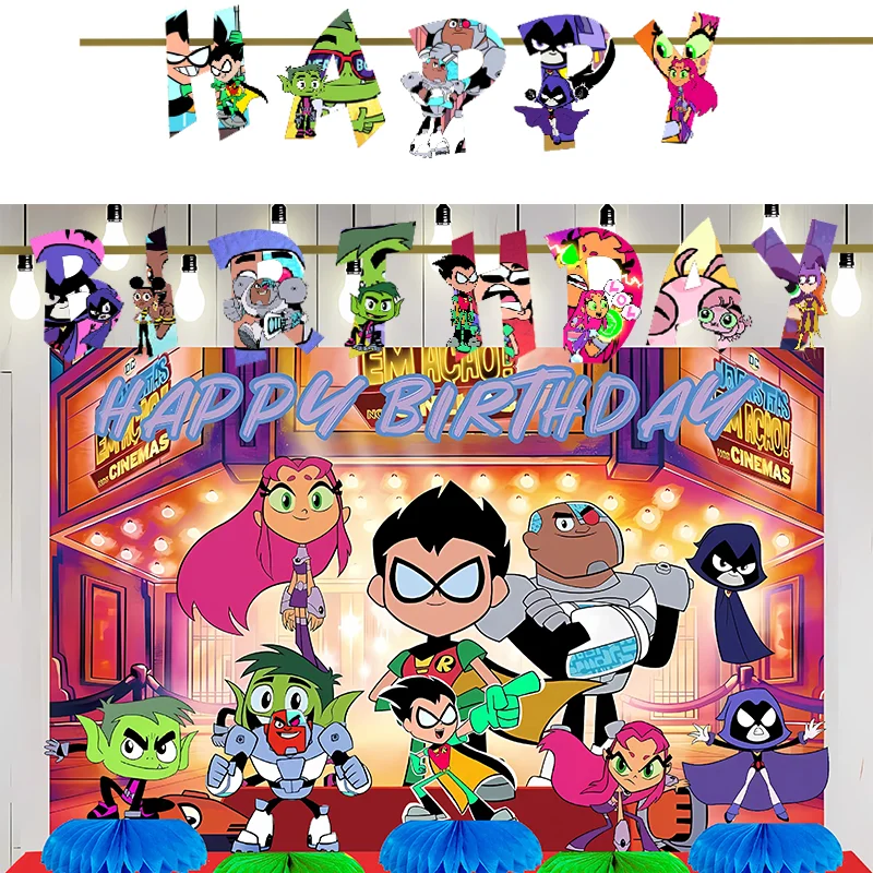 Teen-titans-GO-Banner-Birthday-Bunting-Pennant-Baby-Shower-Wedding ...