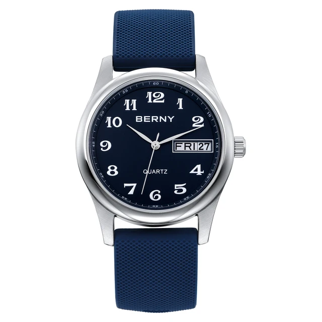BERNY Men Quartz Wristwatch Calendar Weeks Dial Stainless Steel ...