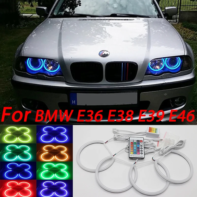 E46-Cotton-RGB-16-colors-Cotton-Light-LED-Angel-Eye-Halo-kits-For-BMW-3 ...