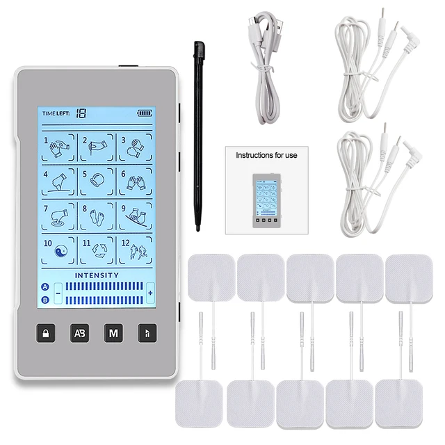 12 Modes Muscle Electrostimulator Tens Pulse Massager Low Frequency ...