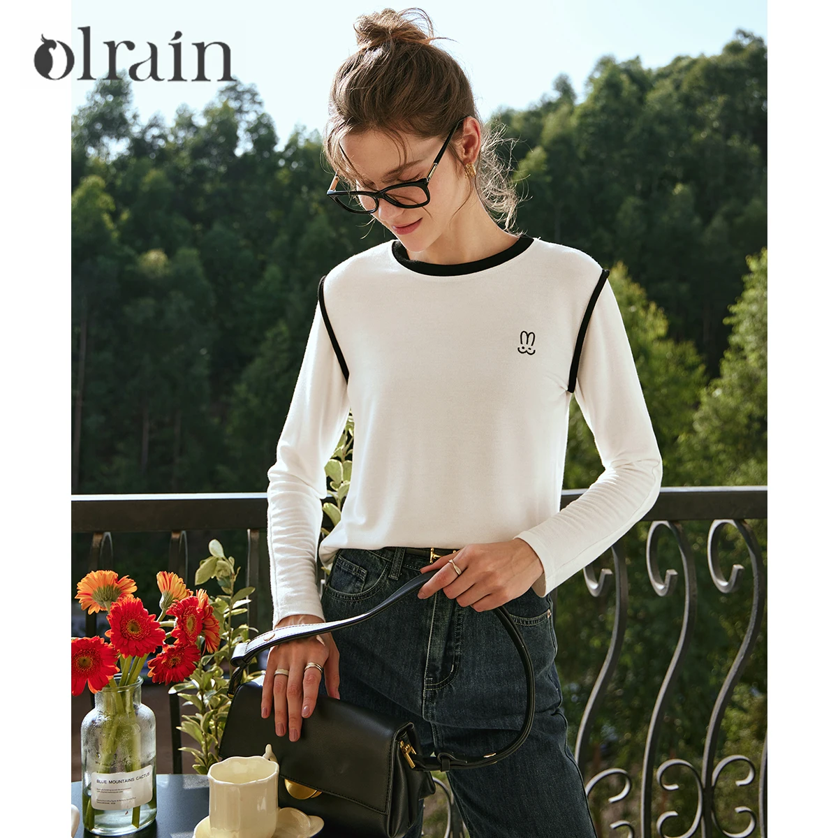 OLrain Embroidery T-Shirts Woman White O-neck Long Sleeve Tees 2026 ...