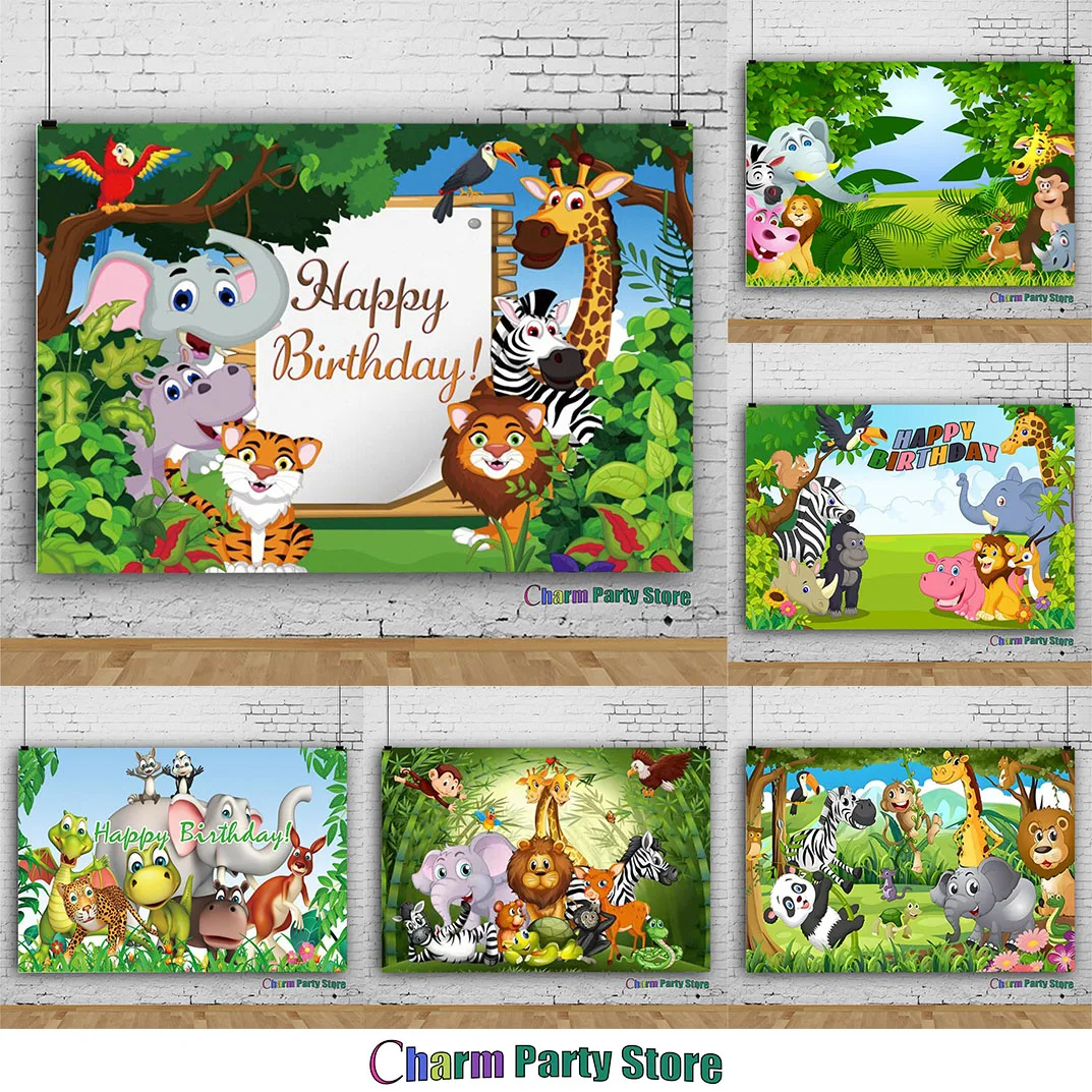 Charm-Custom-Forest-Wild-Animal-Backdrops-Newborn-Baby-Shower-Birthday ...