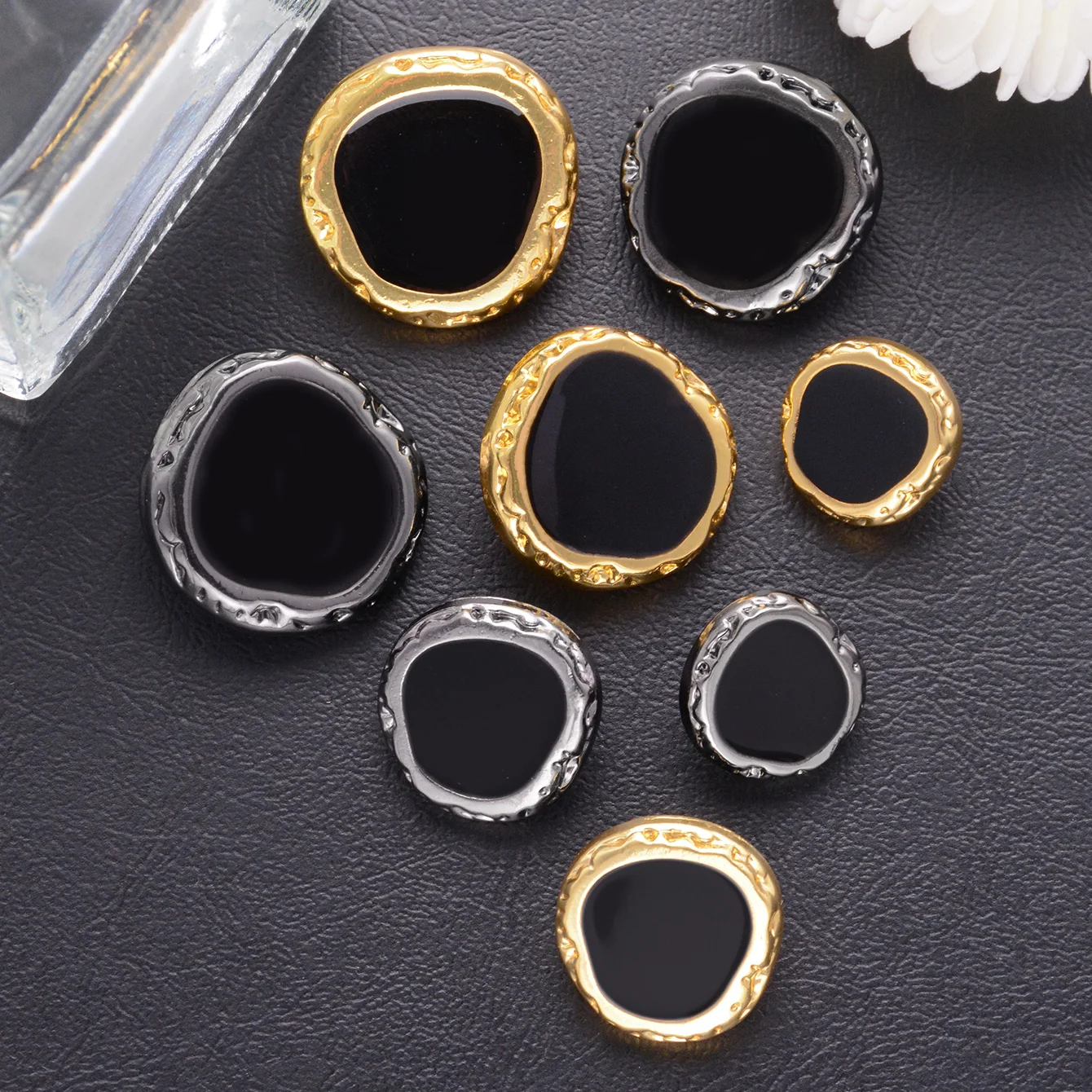 5pcs-15-18-21-23mm-Black-Resin-Irregular-Metal-Buttons-Of-Fur-Coat ...