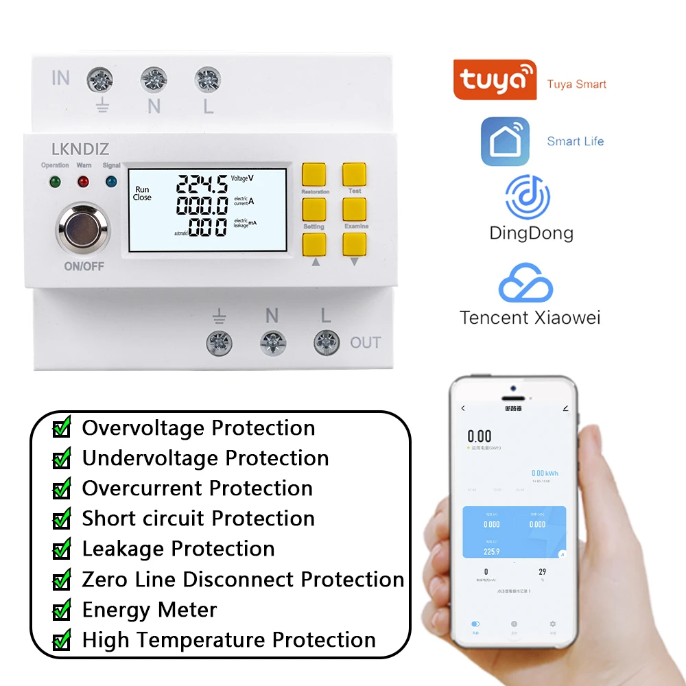 AC220 300V WiFi สมาร์ทไฟฟ้าพลังงาน Protector เมตรจับเวลาเชื้อเพลิง ...